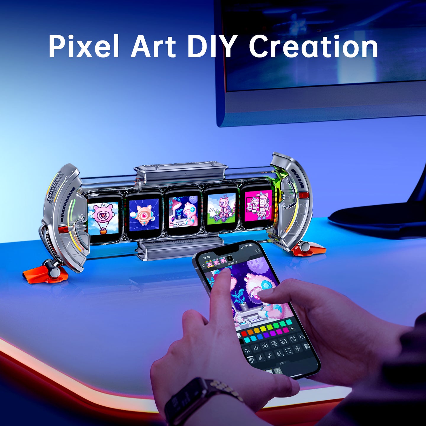 Divoom Times Gate Pixel Art Informative Display
